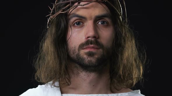 Crying Jesus Christ With Eyes Closed Feeling Sorrow for Peoples Sins ...