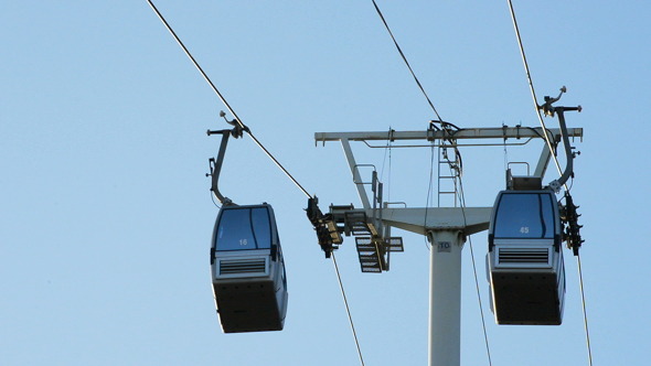 Cable Car Line Running with Blue Sky at Background, Stock Footage ...