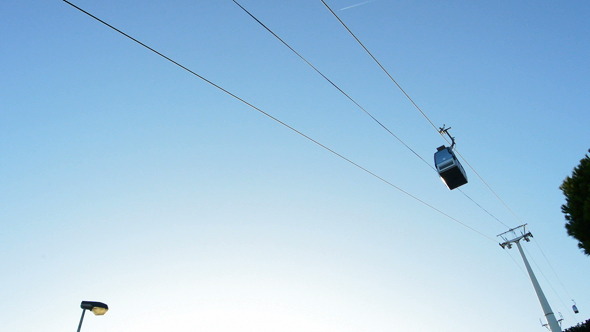 Cable Car Line Running with Blue Sky at Background, Stock Footage ...