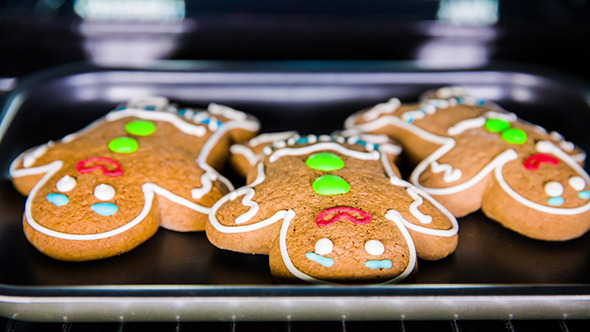 Baking Gingerbread Man In The Oven, Stock Footage | VideoHive