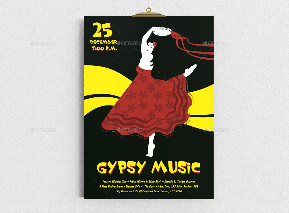 Gypsy Music Concert Flyer & Ticket, Print Templates | GraphicRiver
