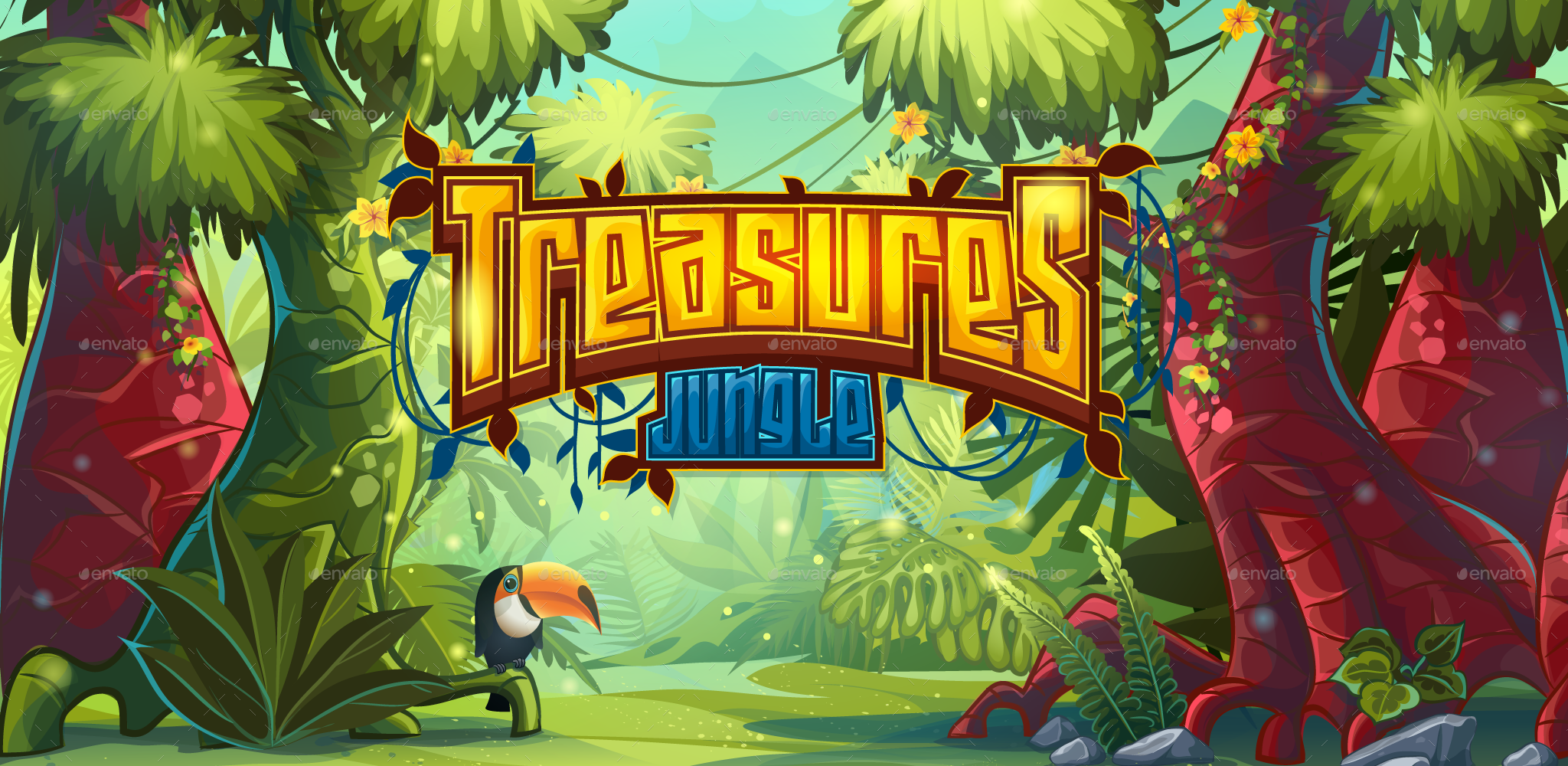 Jungle Treasures GUI., Game Assets | GraphicRiver