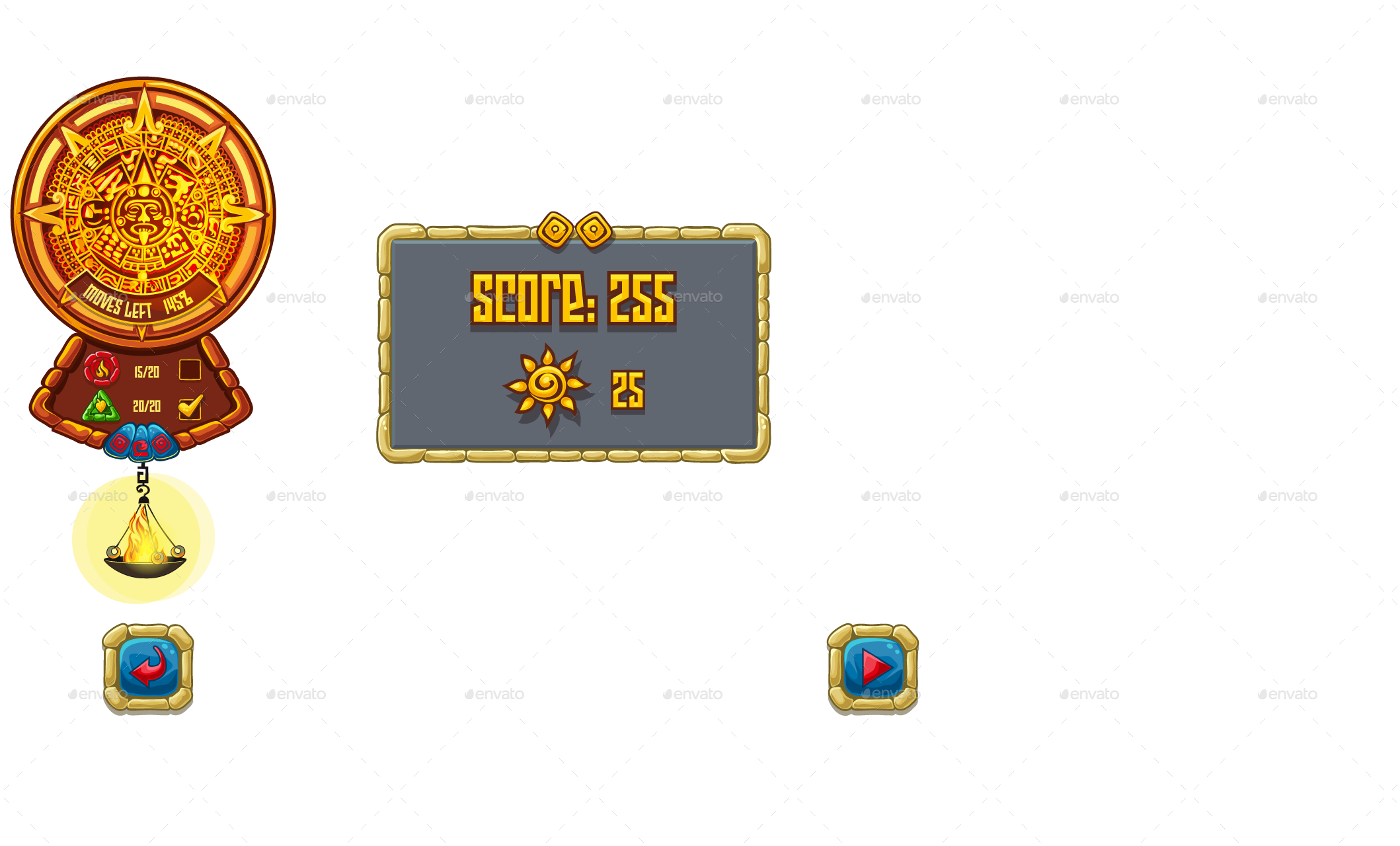 Jungle Treasures GUI., Game Assets | GraphicRiver