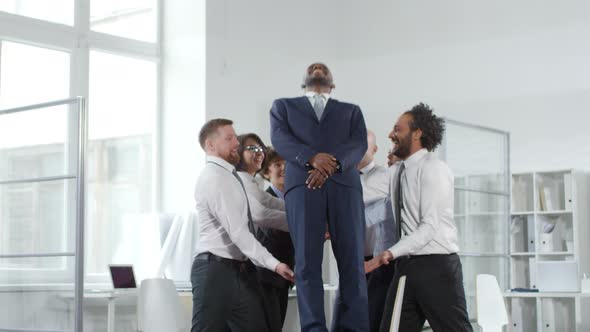 Businessman Trust Falling into Colleagues in Office, Stock Footage