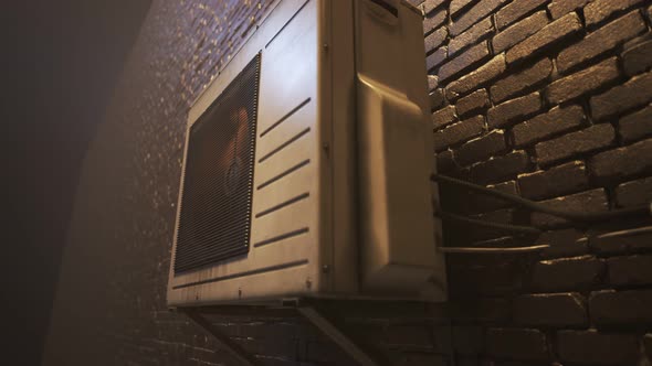 External and internal units of a split air conditioner. Camera ...