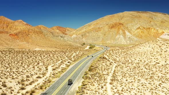 Highway 14 along the historic Midland Trail through the Mojave Desert ...