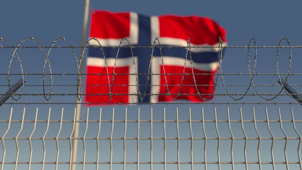 Barbed Wire Against Waving Flag of Norway, Motion Graphics | VideoHive