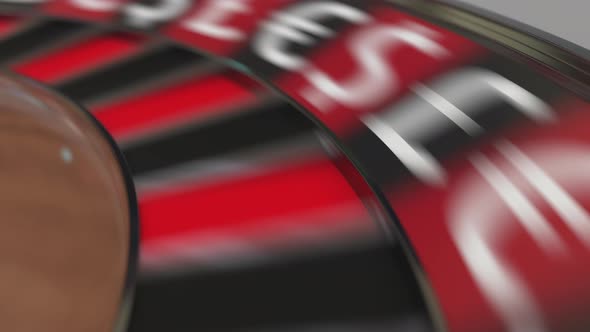 Ball in Turkish Lira Sign Pocket on Casino Roulette Wheel, Motion Graphics