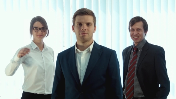 Team Of Three Successful Business Cheerful, Stock Footage | VideoHive