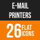 Email & Printer - Technology Flat Round Icons, Icons | GraphicRiver