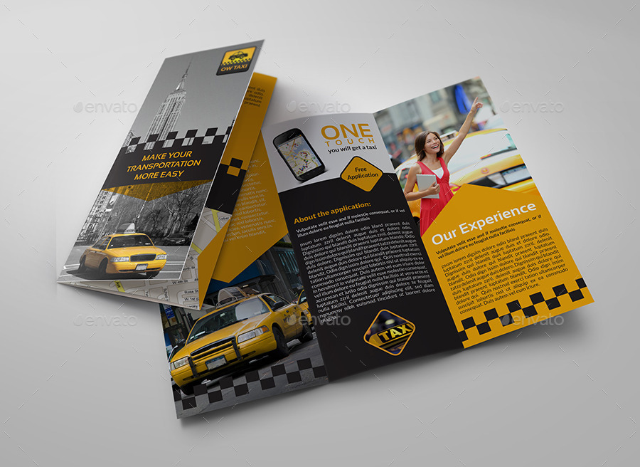Taxi Service Tri-Fold Brochure Template, Print Templates | GraphicRiver