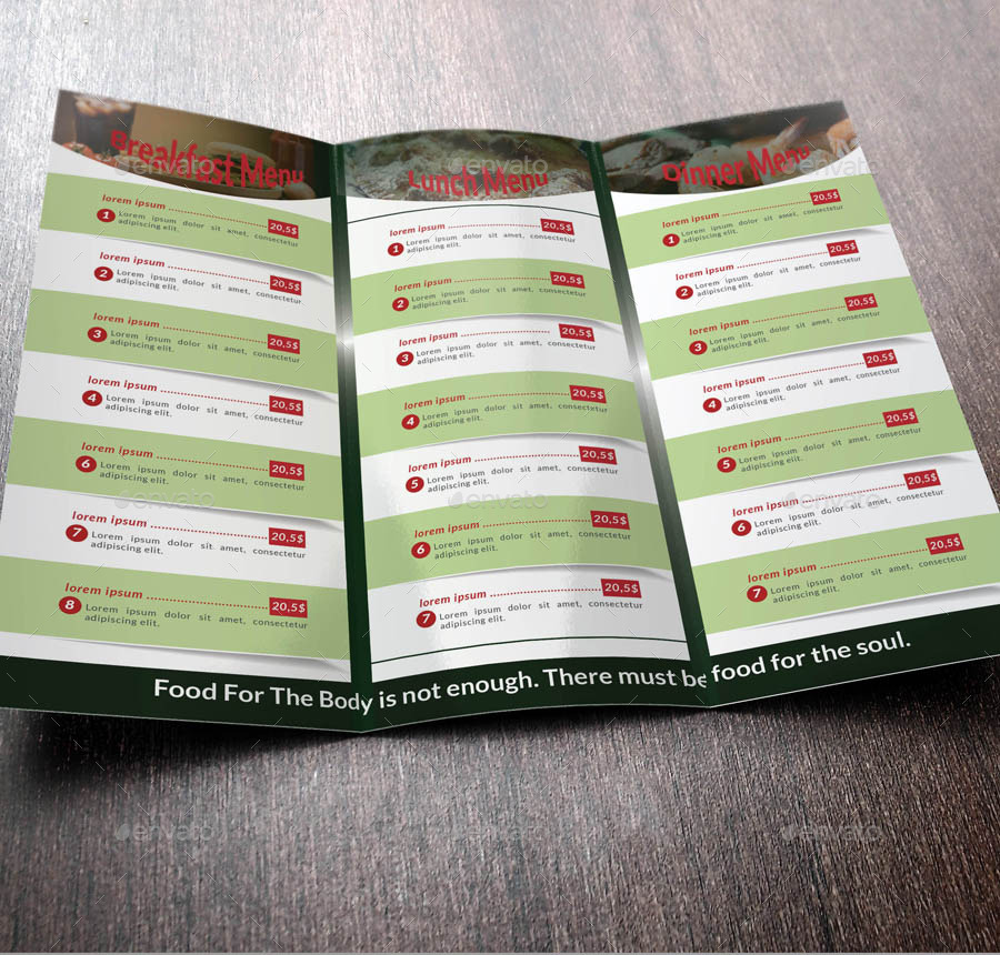 Food menu tri-fold Brochure , Print Templates | GraphicRiver