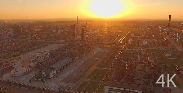 The Huge Industrial Plant at Sunset, Stock Footage | VideoHive