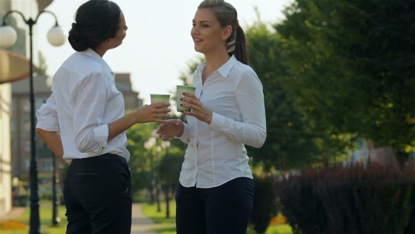 Two Girls Having Conversation During Coffee, Stock Footage | VideoHive