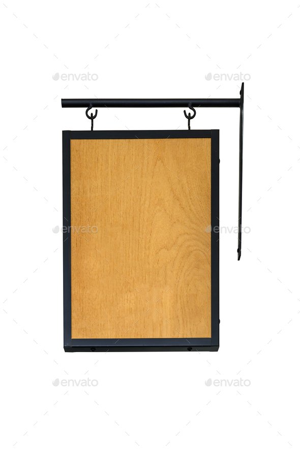 Wooden sign hanging isolated on white Stock Photo by kitzstocker ...