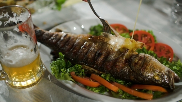 Pouring Sauce On Fried Fish, Stock Footage | VideoHive