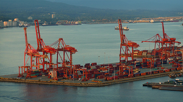 Ship Yard In The Evening, Stock Footage | VideoHive