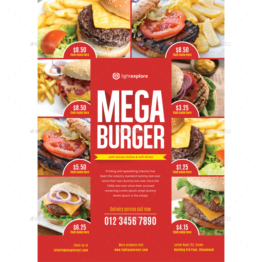 Restaurant Menu Flyer Ads, Print Templates | GraphicRiver
