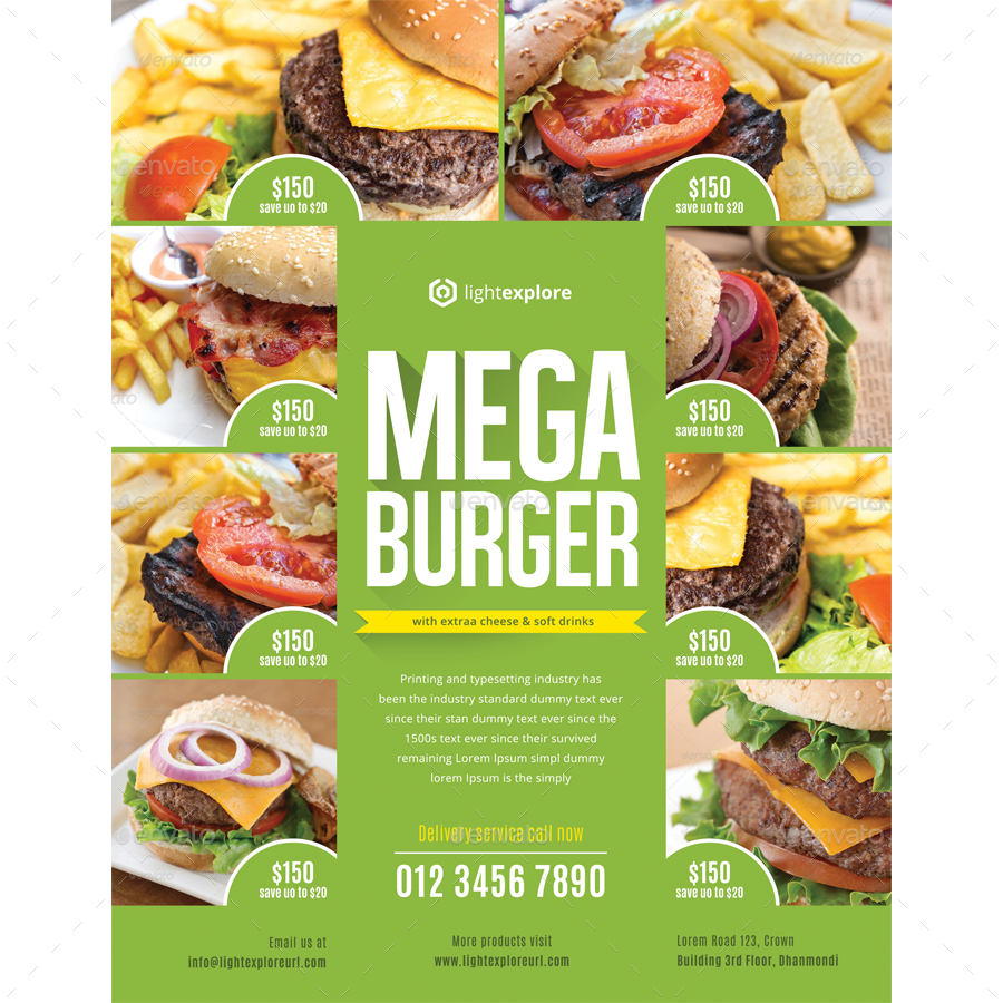 Restaurant Menu Flyer Ads, Print Templates | GraphicRiver