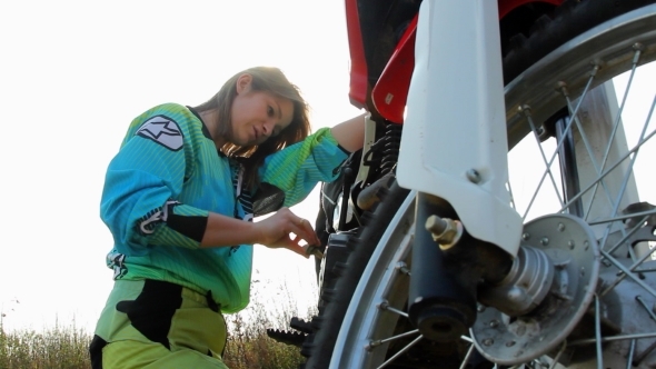 Woman Checking The Engine Oil Level Of Her, Stock Footage | VideoHive