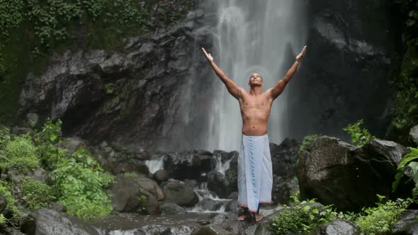 Man At Waterfall 1, Stock Footage | VideoHive