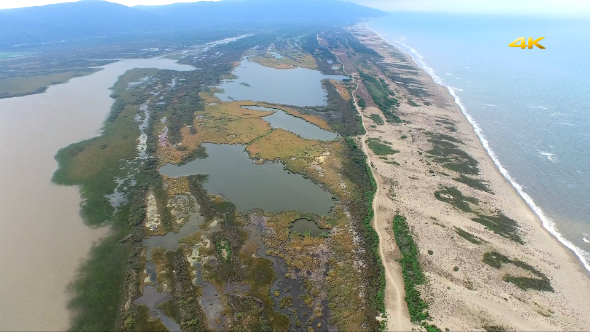 Aerial View Lagoon Delta Lake Sea and Swamp, Stock Footage | VideoHive
