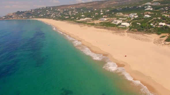 Aerial View From Flying Drone Over Beach And Sea, Stock Footage | VideoHive
