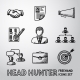 Set Of Handdrawn Head Hunter Icons - Handshake, Icons | GraphicRiver