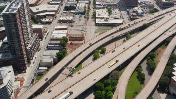 Fly Above Busy Multilane Highway Interchange, Stock Footage | VideoHive