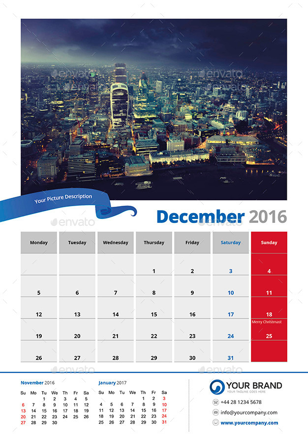 Wall Calendar 2016, Print Templates | GraphicRiver