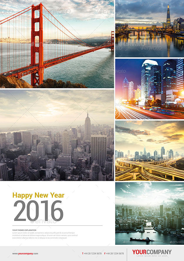 Wall + Desk Calendar 2016, Print Templates | GraphicRiver
