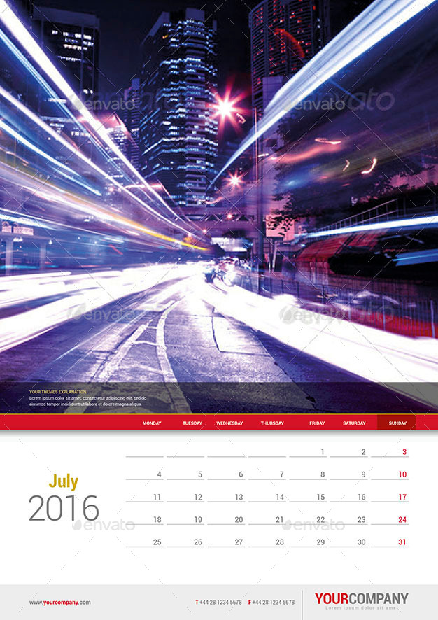 Wall + Desk Calendar 2016, Print Templates | GraphicRiver
