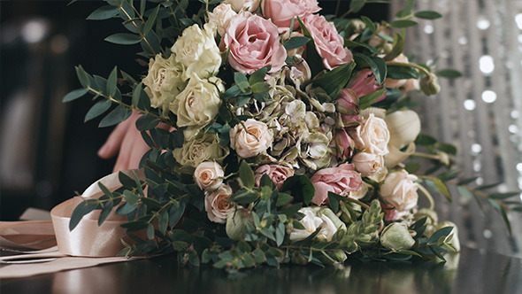 Woman Take Bouquet of Flowers, Stock Footage | VideoHive