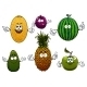 Juicy Ripe Cartoon Fruit Characters, Vectors | GraphicRiver