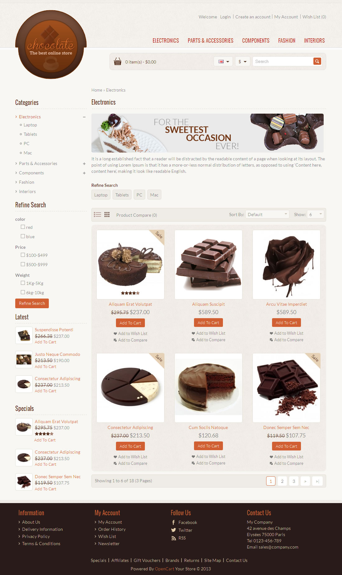 Chocolate - OpenCart Responsive Theme by TemplateMela | ThemeForest