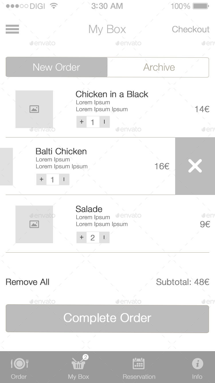 Food App UI & Wireframe Kit, Web Elements | GraphicRiver