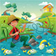 Cartoon scene with fisherman, Vectors | GraphicRiver