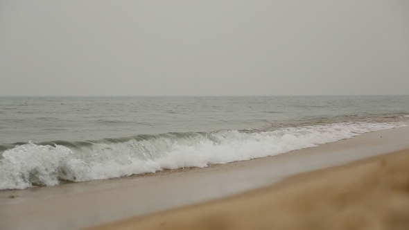 Cloudy Day On The Empty Sea Ocean Beach Sand , Stock Footage | VideoHive