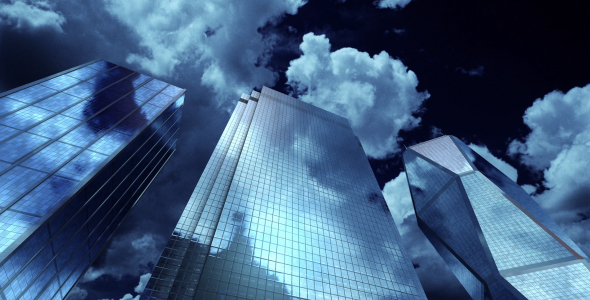 Skyscrapers at Night. Sky and Clouds Background, Motion Graphics ...