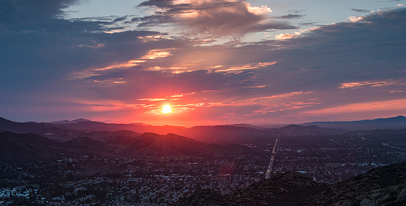 Pink Clouds Sunset Over Simi Valley, California, Stock Footage | VideoHive