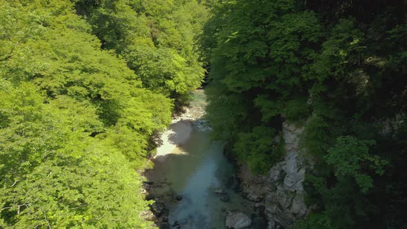 Topdown Cool View of a Thin River in the Canyon, Stock Footage | VideoHive