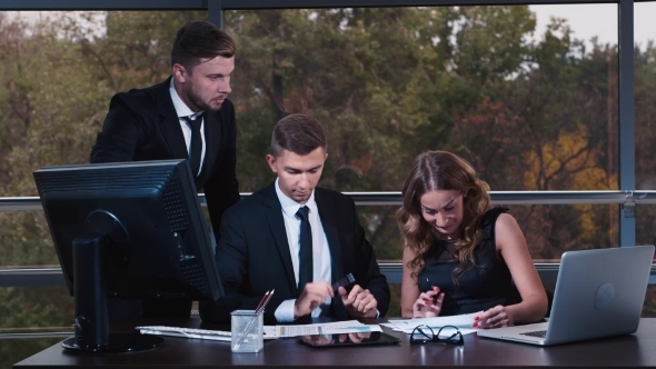 The Boss Checks The Work Of Colleagues, Stock Footage | VideoHive