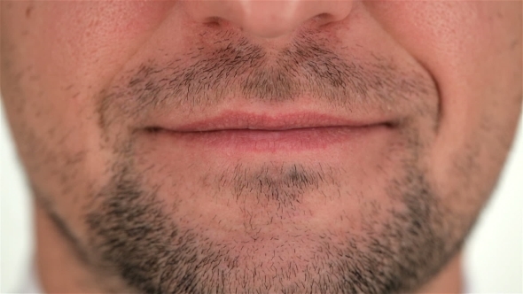 Part Of The Human Unshaven Face And Smile, Stock Footage | VideoHive