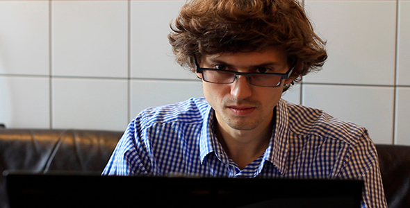 Man Working On Laptop, Stock Footage | VideoHive