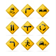 Yellow Road Traffic Signs Set. Vector, Vectors | GraphicRiver