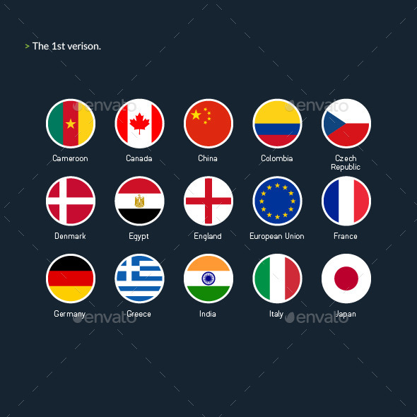 Flat Round Icon Flags, Icons | GraphicRiver