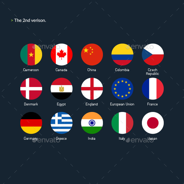 Flat Round Icon Flags, Icons | GraphicRiver