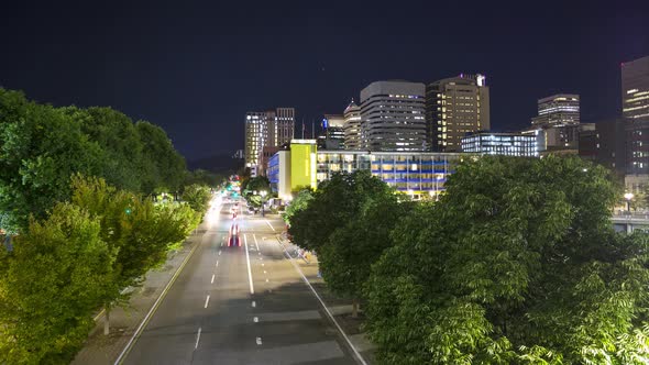Timelapse in Downtown Portland Oregon. Busy Road with Car Trails and ...