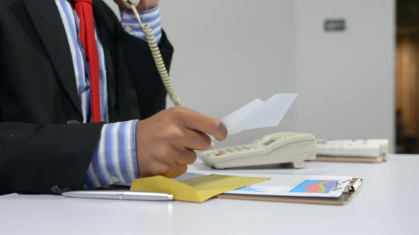 Receiving Post Letter, Discussing it on Telephone, Stock Footage ...