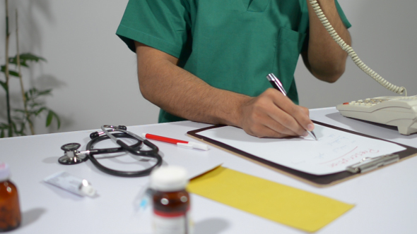 Doc Writing and Discussing Prescription,Phone Call, Stock Footage ...